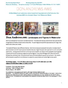 Don Andrews Watercolor Workshop Brochure- 2019 | Rebecca Zdybel ...